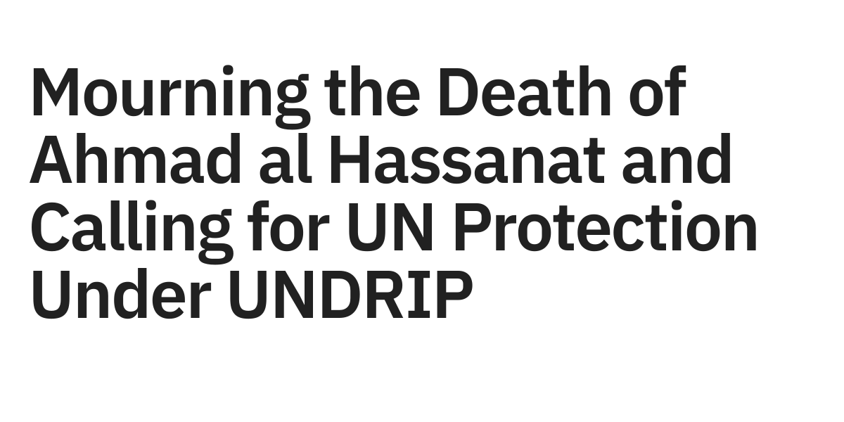 Mourning the Death of Ahmad al Hassanat and Calling for UN Protection ...